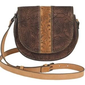 Tony Lama | Bags | Tony Lama Floral Tooled Crossbody Saddle Bag | Poshmark